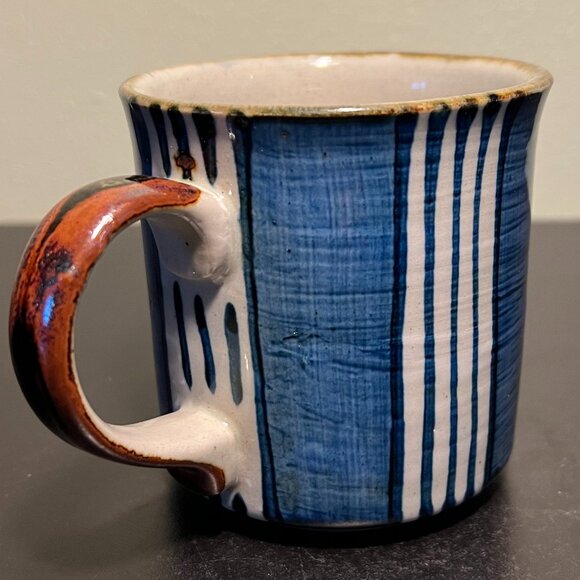 Otagiri | Dining | Indigo And Gray Vertically Striped Glazed Stoneware ...